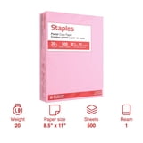 "Staples 30% Recycled 20lbs Pink Printer Sheets, Pastel Colored Copy ...
