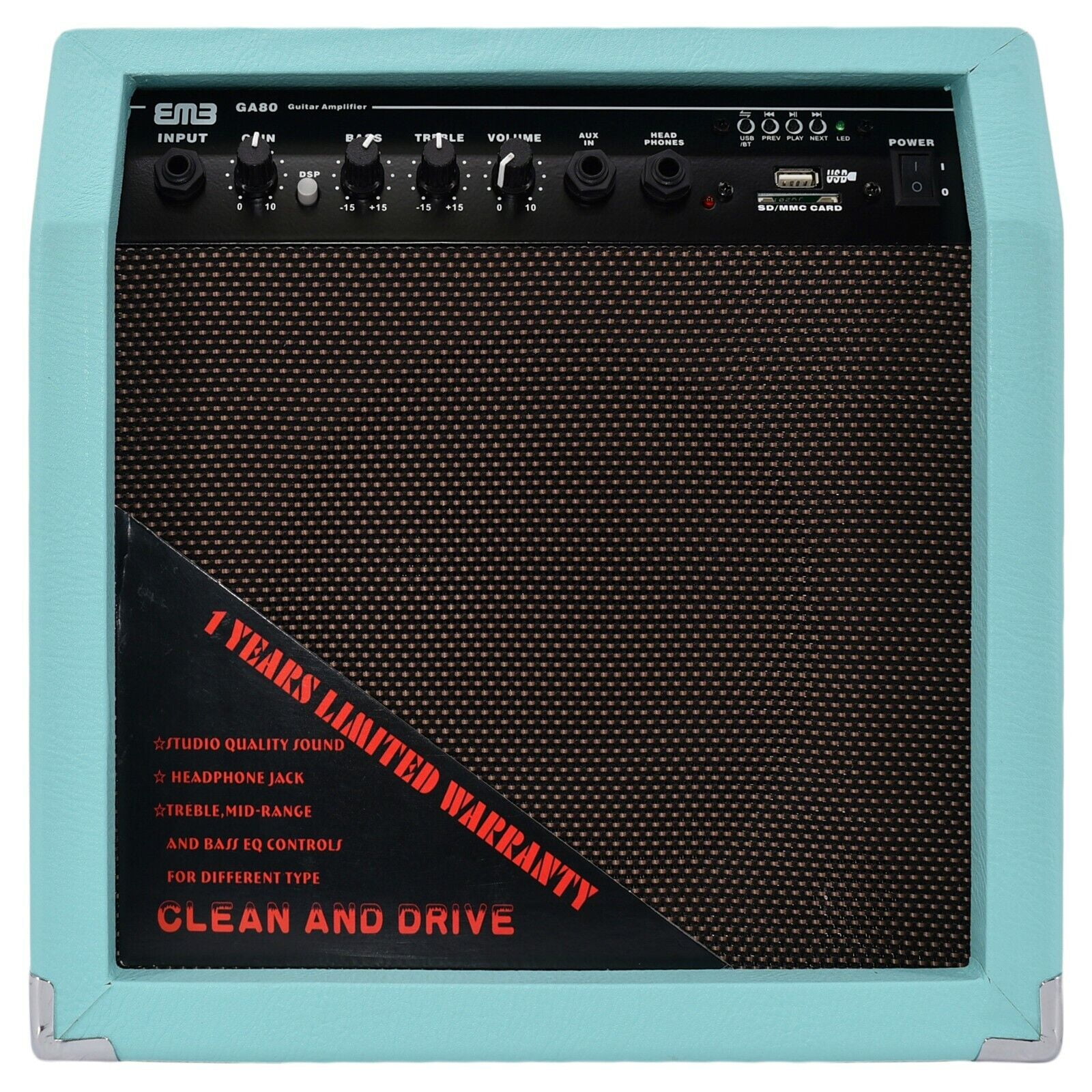 EMB 350 Watts BLUETOOTH Guitar Amplifier Speaker Powerful Cabinet SD ...
