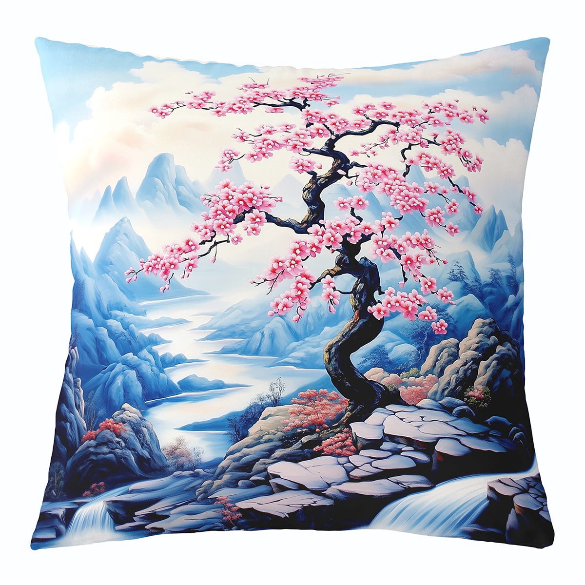 Cherry Tree Pillow Cover,Japanese Ukiyo-e Style Throw Pillow Covers for ...