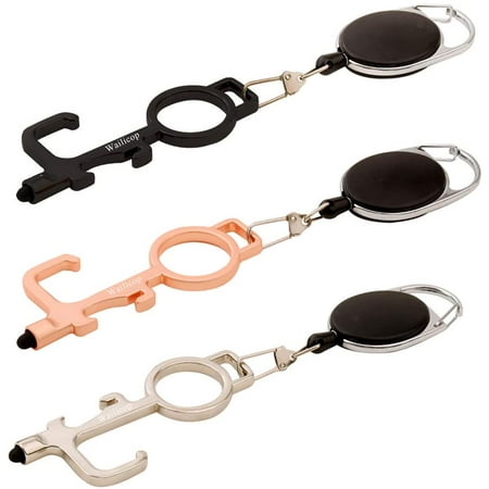 No Touch Door Opener Tools 3 Pcs Non Contact with Retractable Keychain ...