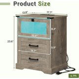 Nightstands with USB Ports & Power Outlets,Farmhouse Bedside Table with ...