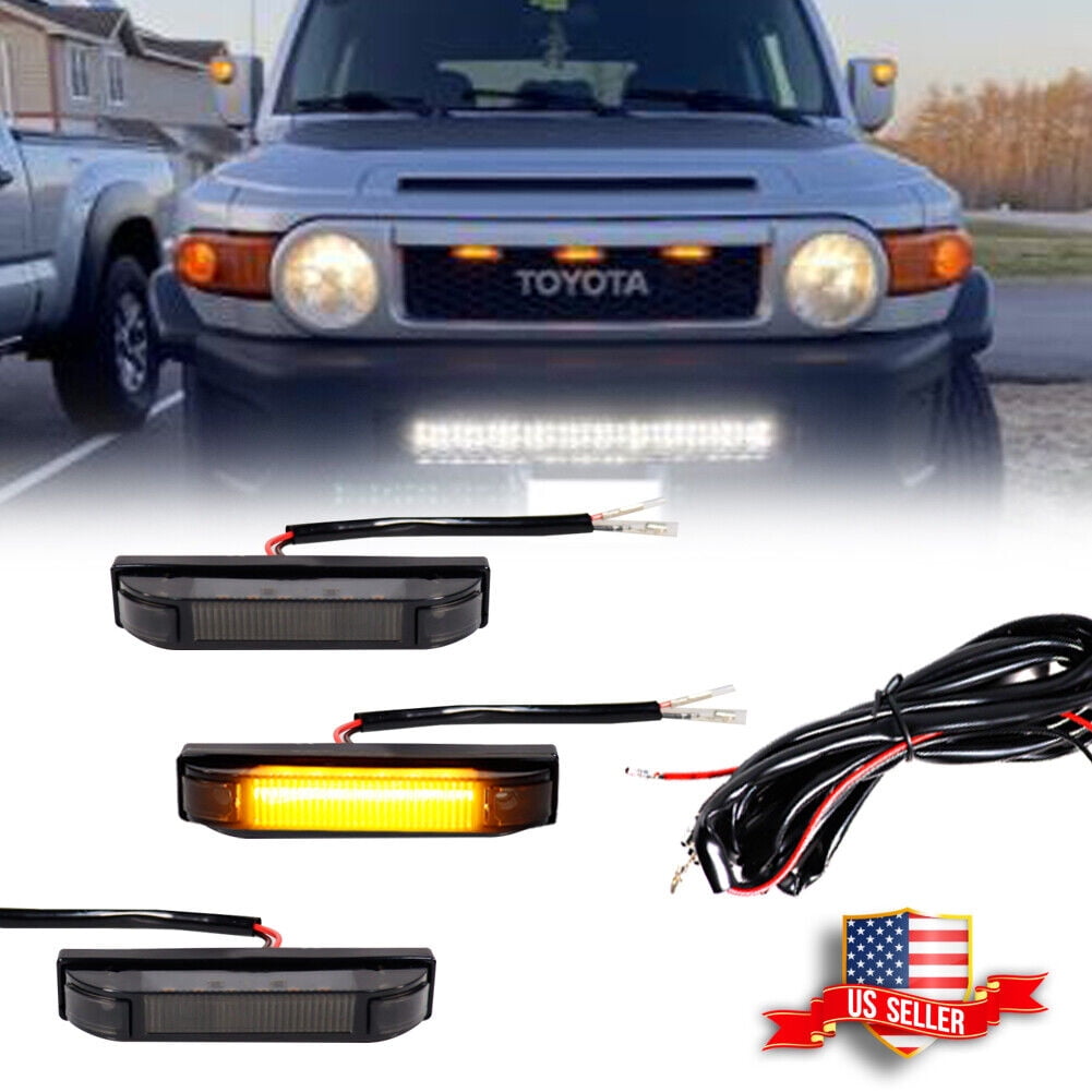 GTINTHEBOX 3PCS Smoke Amber LED Front Grille DRL Running Lights For ...