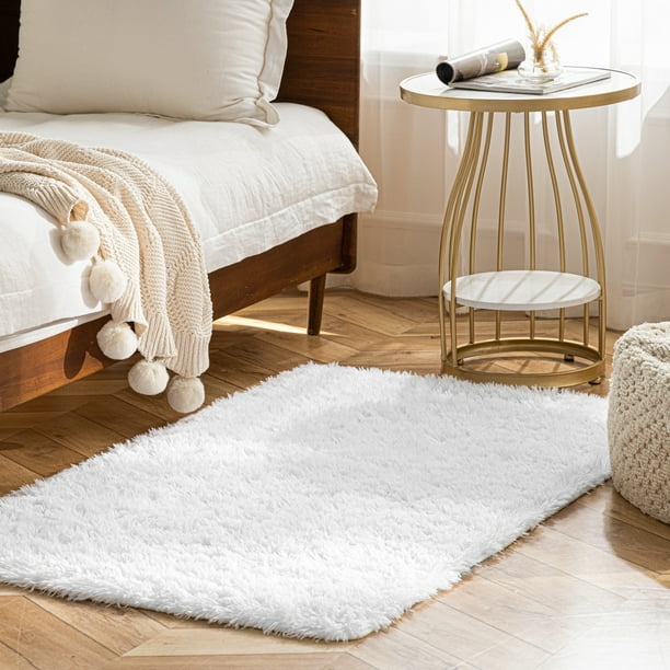 Fluffy Faux Fur Rug for Living Room, Soft and Thick Bedside Bedroom ...
