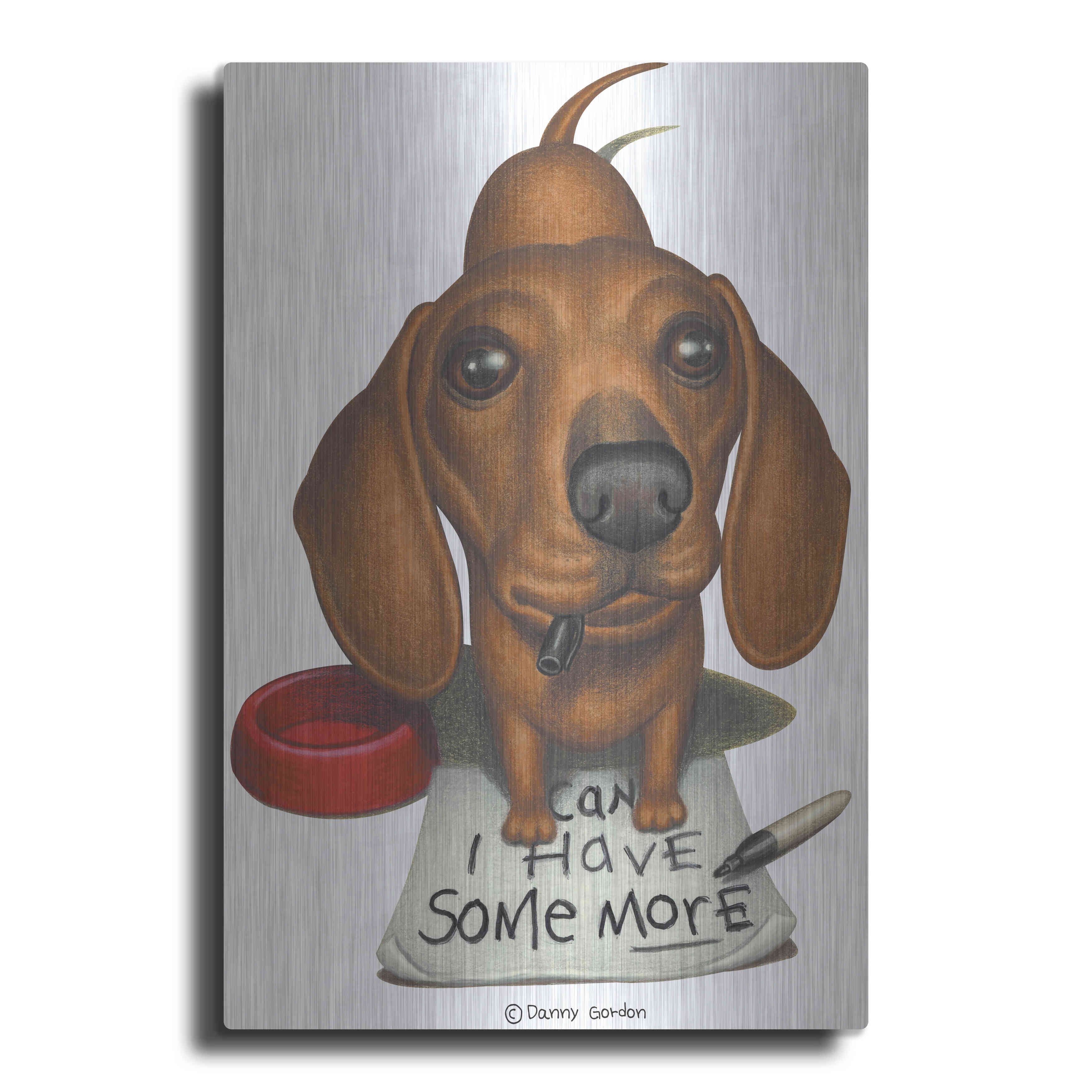 Luxe Metal Art 'Brown Dachshund with Sharpie and Sign' by Danny Gordon ...