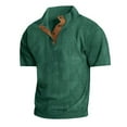 Chiccall Mens Stand Collar T Shirts Vintage Colorblock Short Sleeve ...