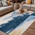 Abstract Collage Art Outdoor Rug, Retro Blue Oil Painting Theme Non ...