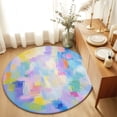 Blue Purple Oil Painting 3.3' Round Rug for Bedroom Reading Corner ...