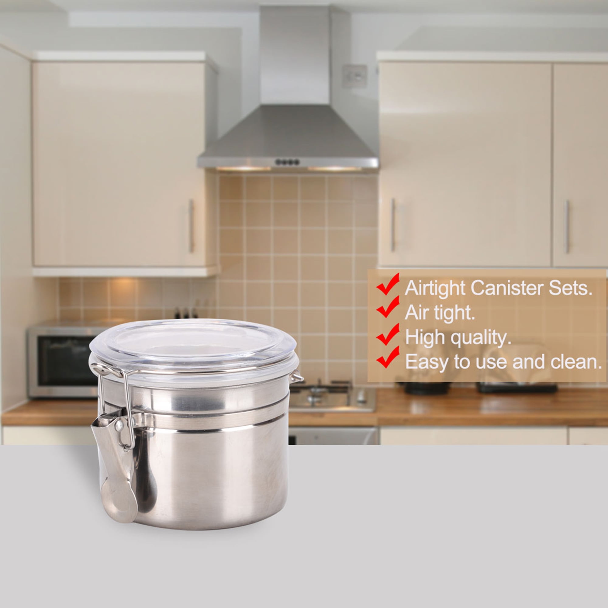 Stainless Steel Airtight Canister Food Bins Container for Kitchen ...