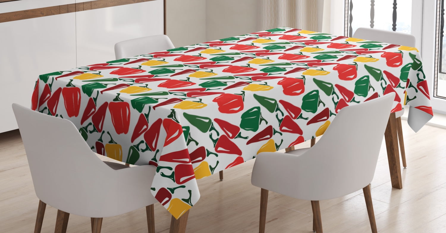 Ambesonne Peppers Tablecloth Rectangular Table Cover, Farmland Produce ...