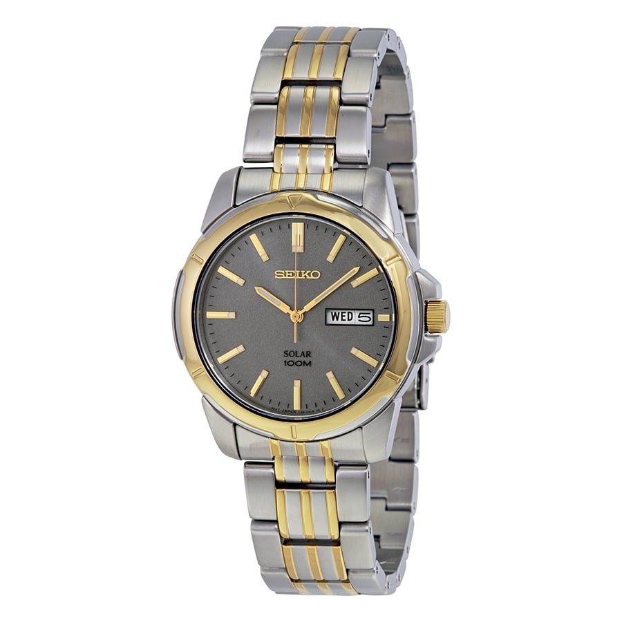 Seiko Men's Solar Black Dial Gold-tone Stainless Steel Watch SNE100 ... Seiko Men's Solar Black Dial Gold-tone Stainless Steel Watch SNE100 ...