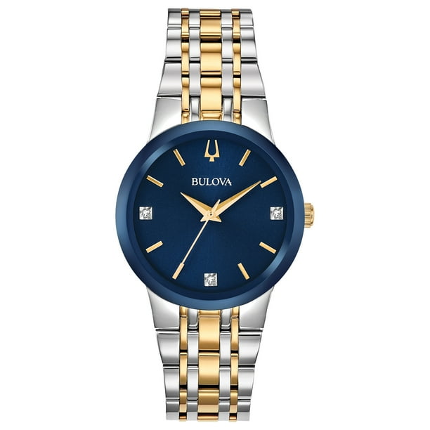 Bulova Ladies Two-tone Diamond Watch with Blue Dial - 98P190 - Walmart.com