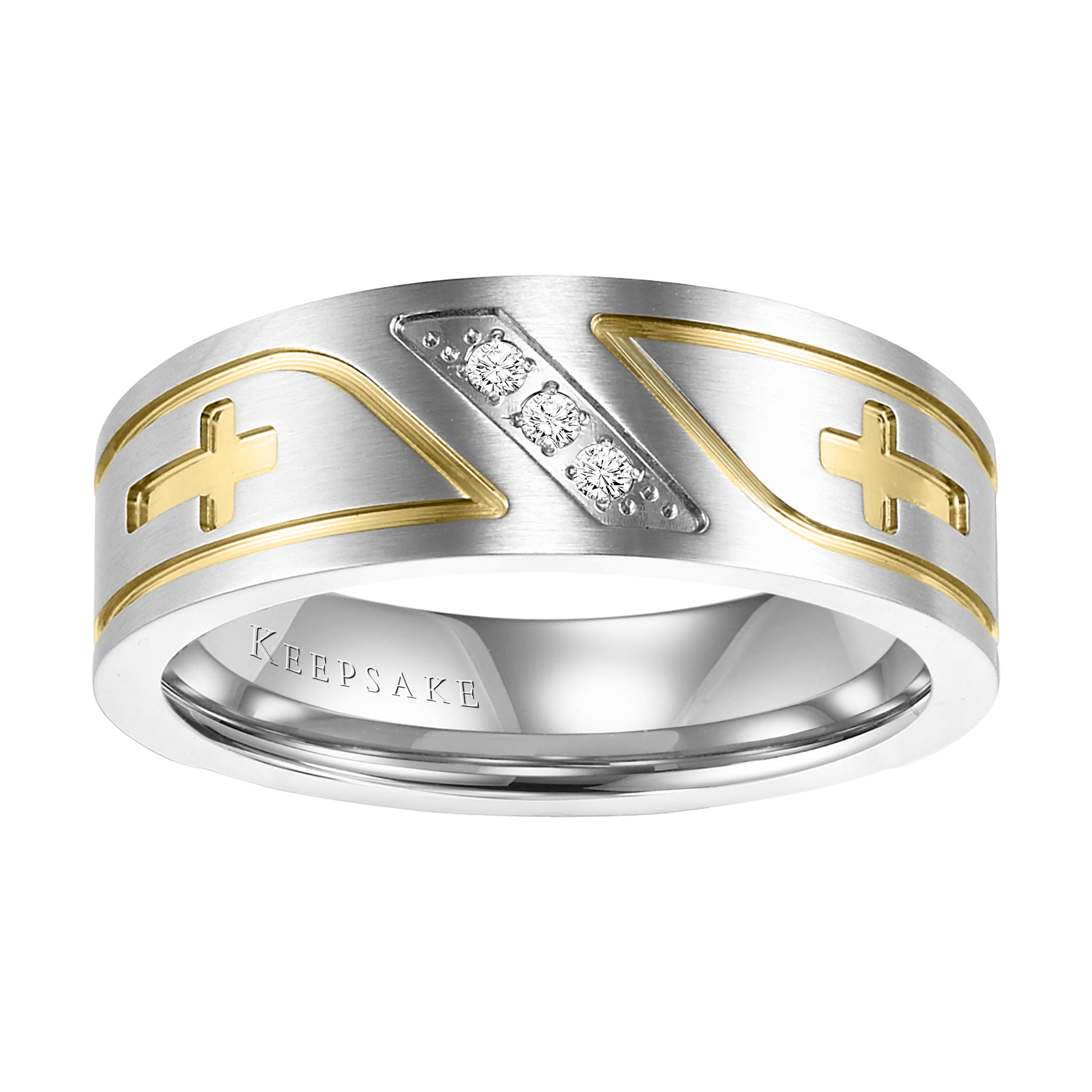 Jacob Diamond Accent Stainless Steel Cross Band, 8mm - Walmart.com