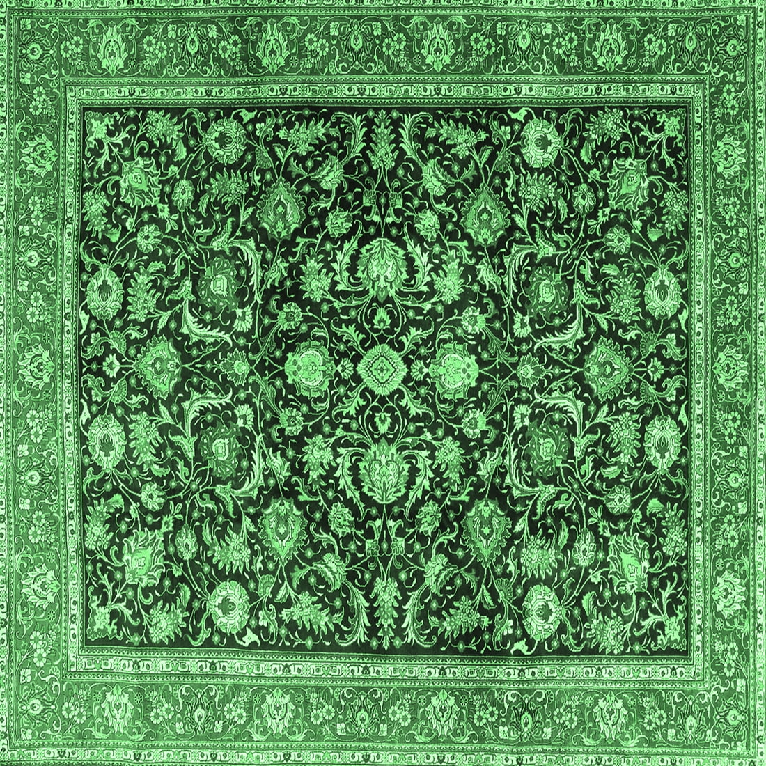 Ahgly Company Indoor Square Persian Emerald Green Traditional Area Rugs ...