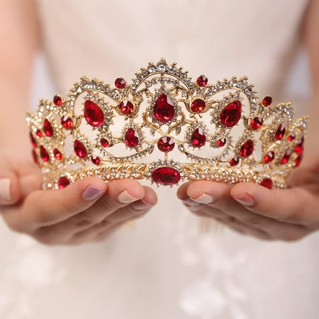 Vintage Red Queen Crystal Tiara Crown with Comb Halloween Tiaras for ...