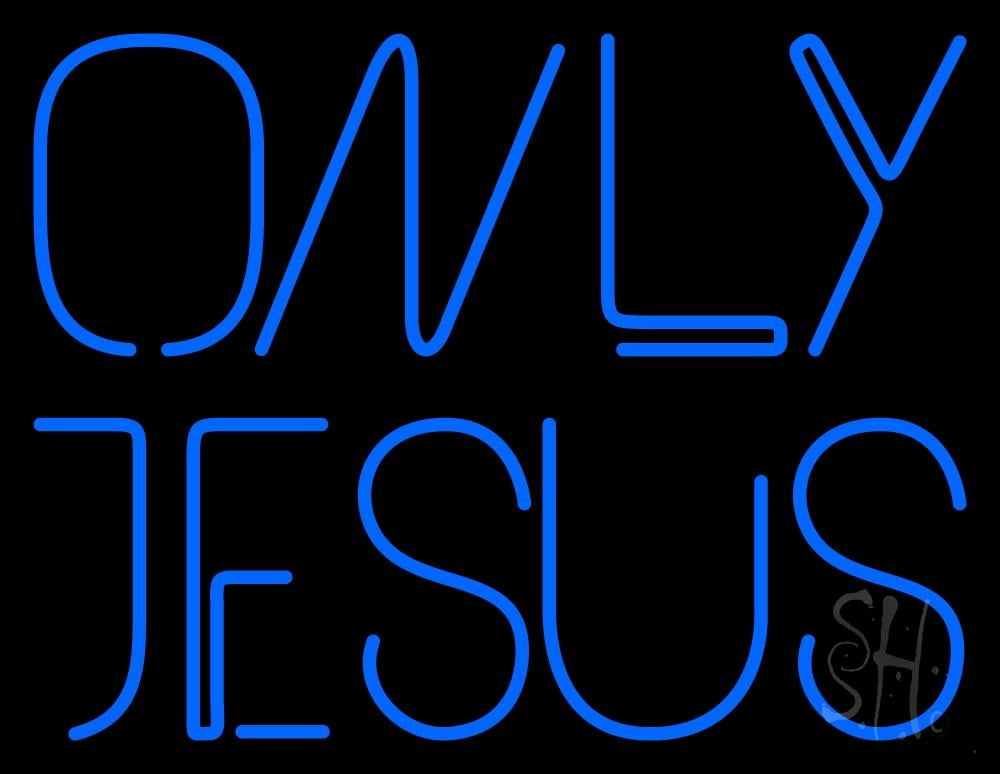 Only Jesus LED Neon Sign 15" Tall x 19" Wide - inches Black Square Cut ...