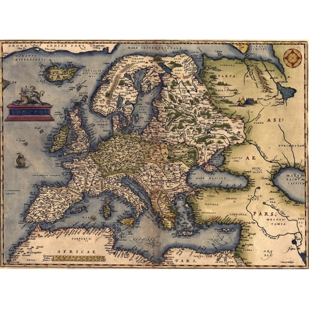 1570 Map Of Europe. From Abraham Ortelius' Atlas History (24 x 18 ...