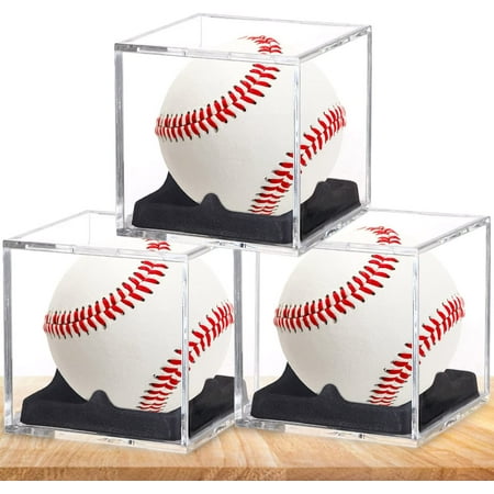 TOBWOLF 3PCS Baseball Display Case, Clear Acrylic Baseball Storage Box ...