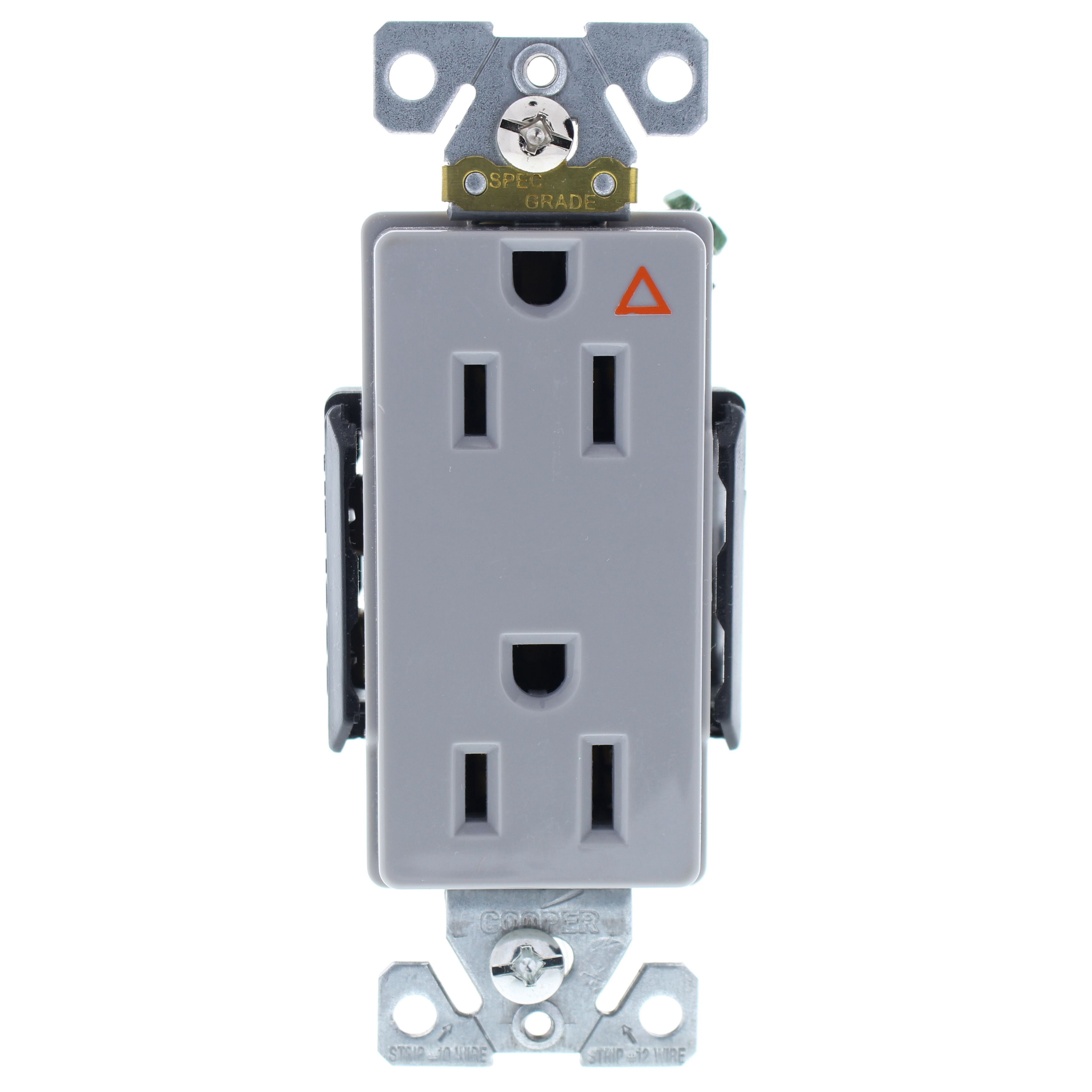 Cooper Wiring Devices Gray Receptacle IG Deco Duplex 15A 125V 2P3W B&S ...