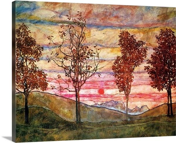 Four Trees by Egon Schiele Four Trees Egon Schiele Classic Art Canvas ...