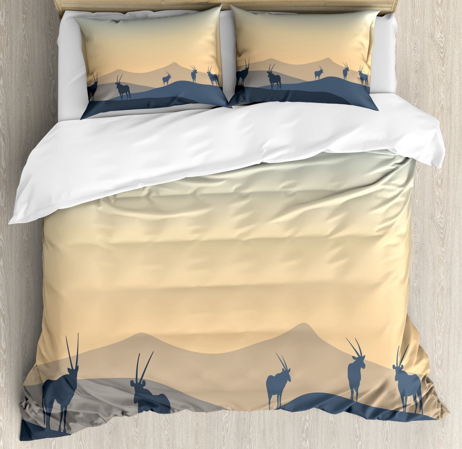 Antelope Duvet Cover Set King Size, Modern Nature Landscape of Animal ...