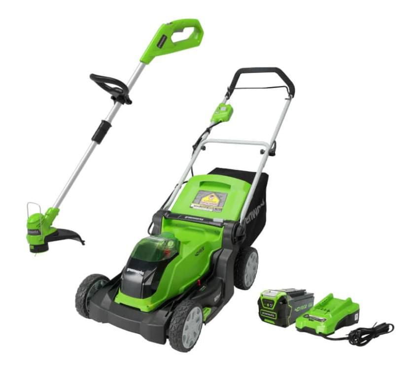 40V 17" Lawn Mower & 40V 12" String Trimmer Combo Kit, 4.0Ah Battery ...