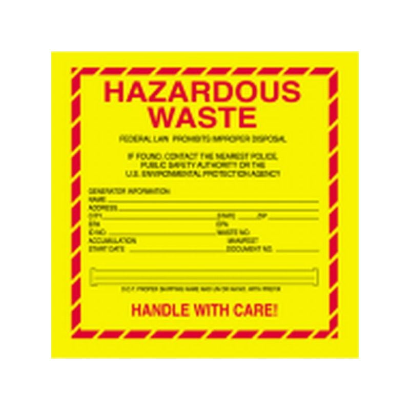 Box Packaging "Hazardous Waste - Standard" Labels, 6" x 6" 1- 500 Roll ...