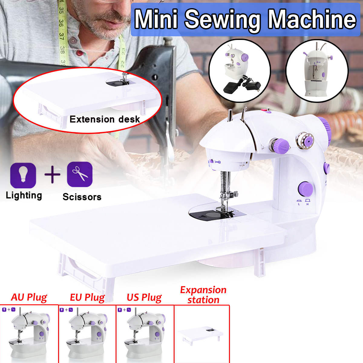 Electric Sewing Machine Mini Desktop Sewing Machine 2-Speed for ...