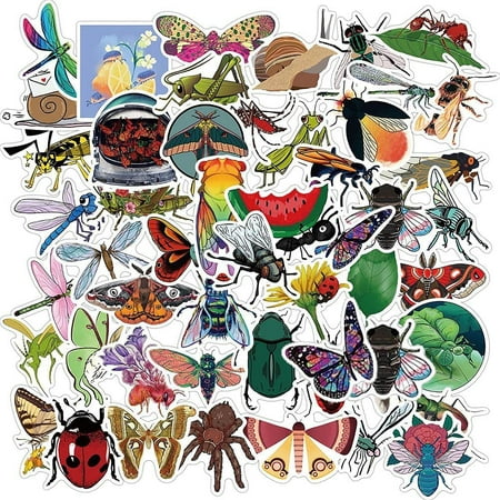 Insect Bug Stickers| 50 Pcs Waterproof Vinyl Stickers for Water Bottles ...
