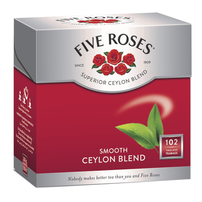 FIVE ROSES Smooth Ceylon Blend Tea Bags - 102 Tag less Bags - Walmart.com