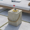 COSIEST Outdoor Rectangular Shaped MgO Patio End Table with Hemp Rope ...