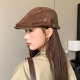 Anti-beret Women's Spring and Autumn Japanese Retro Solid Color Striped ...