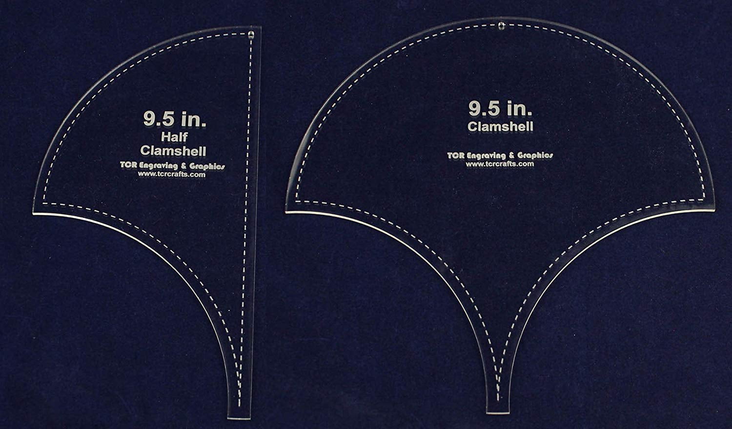 Clamshell Templates. 2 Piece Set 9.5" -Full & Half - Clear Acrylic 1/8 ...