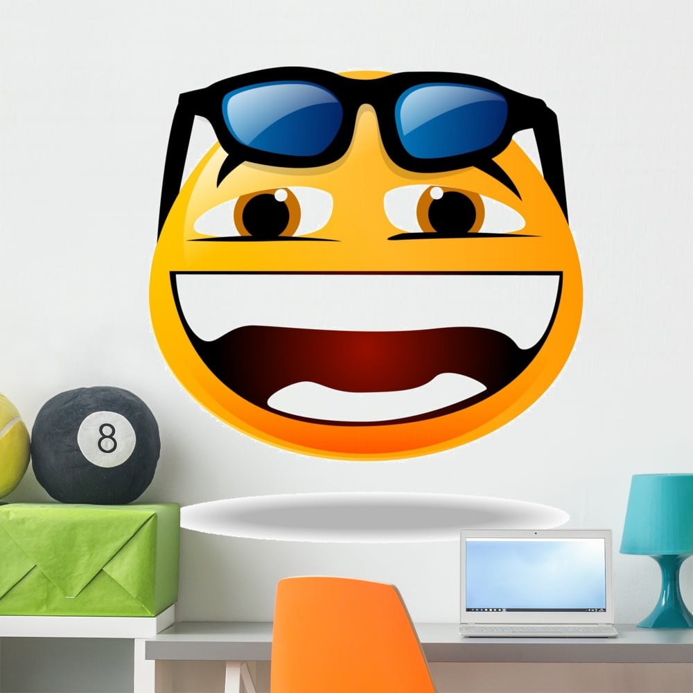 Funky Smiley Face Icon Wall Decal Mural by Wallmonkeys Peel and Stick ...