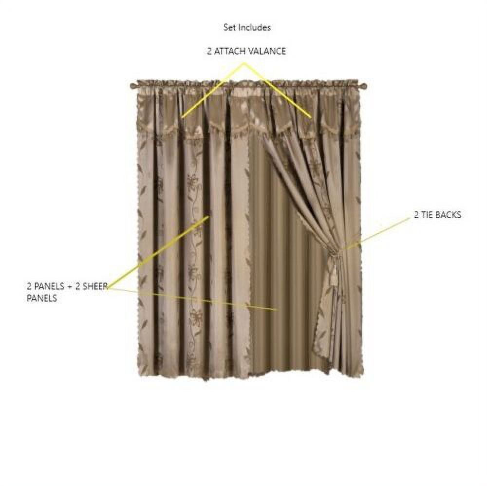 Complete luxury set 8 piece window curtain panels Nada Taupe 120 Inches ...