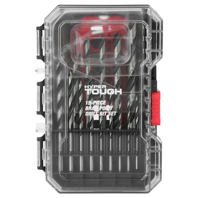 Hyper Tough 15 Piece Brad Point Drill Bit Set with Case 41012 Walmart