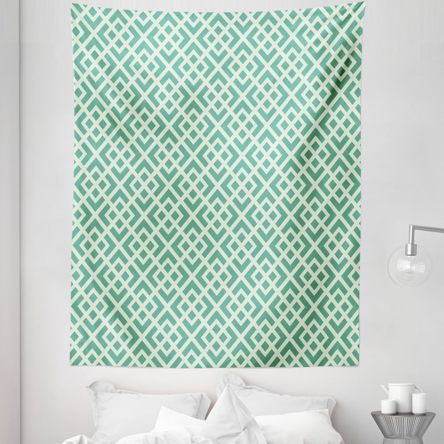 Mint Tapestry, Shabby Fashion Abstract Squares Vintage Pattern ...