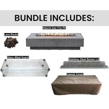 AMS Fireplace - Madison 60" Rectangular Propane Fire Pit Table - Dark ...