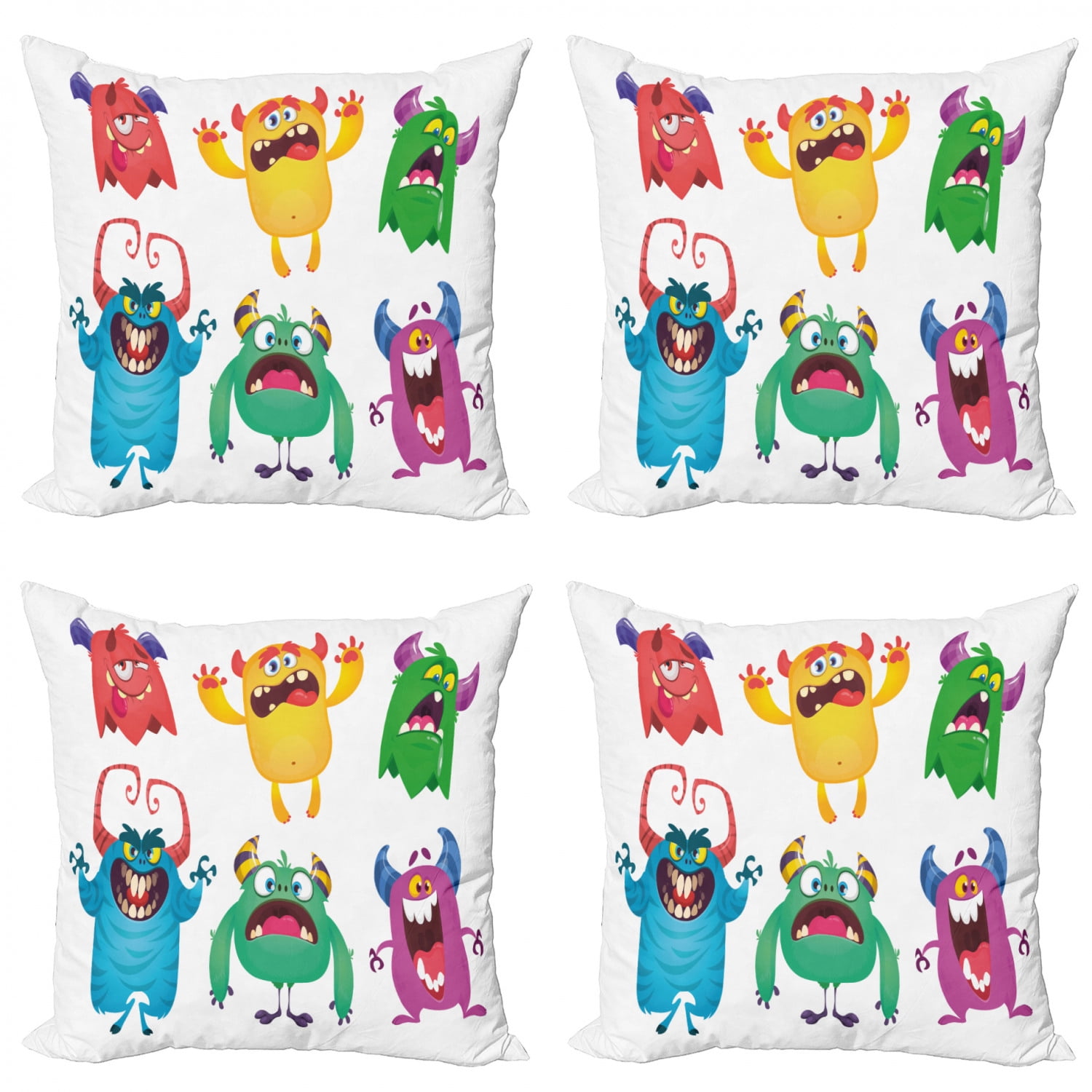 Alien Throw Pillow Cushion Case Pack of 4, Childish Print of Funny ...