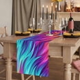 Abstract Gradient Art Table Runner, Blue Purple Pink Ombre Feather ...