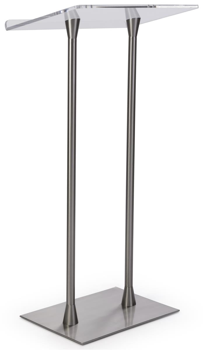 Displays2go Acrylic Podium with Steel Poles, Rectangular Base, Steel ...