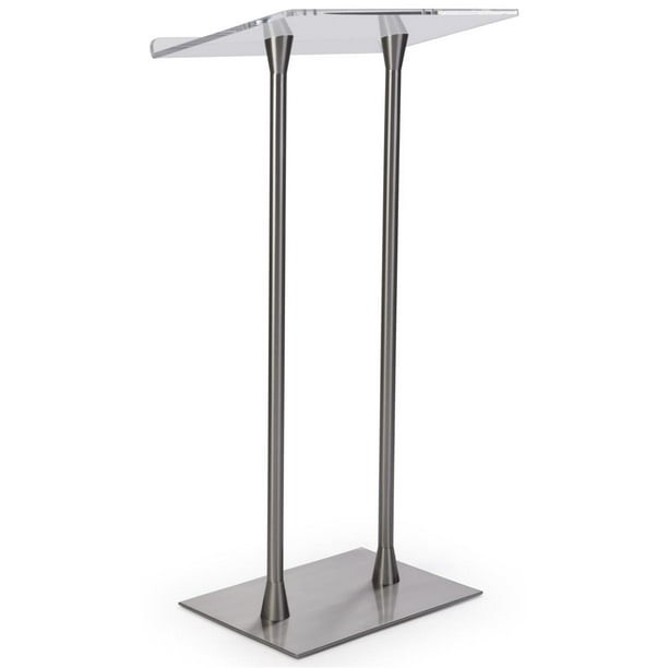 Displays2go Acrylic Podium with Steel Poles, Rectangular Base, Steel ...