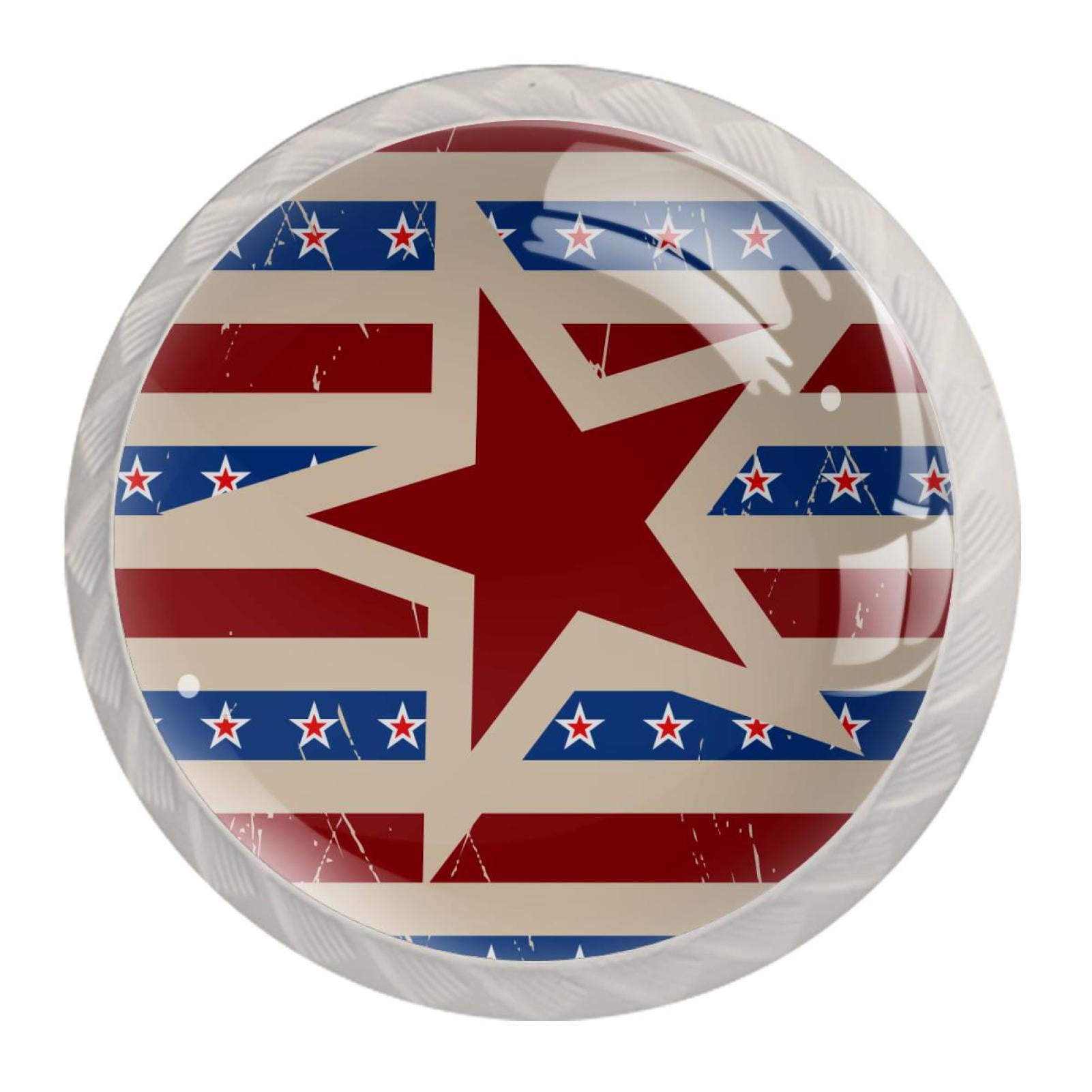 4 Pcs Stars Stripes National Flag Knobs for Kitchen Cabinet Cupboard ...