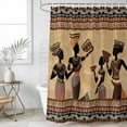 African Black Woman Ethnic Stripes Shower Curtain Set, Waterproof ...