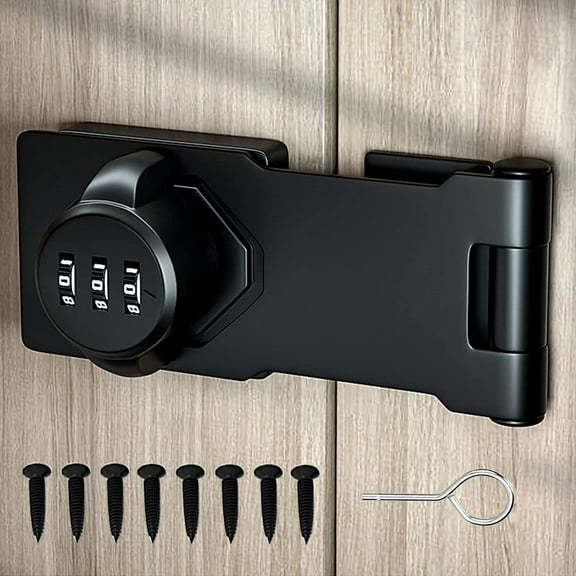 Uxcell Password Rotary Hasp Lock (Black), 90 Degree Keyless 3-Digit ...
