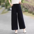 Ashyfjp Womens Trousers Casual Plus Size Solid Color Soft Textured Wide ...