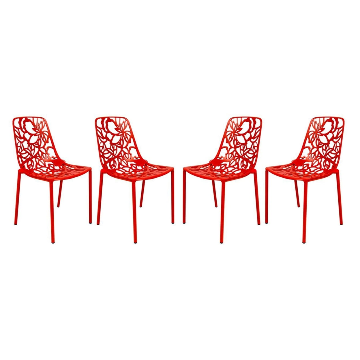 Modern Devon Aluminum Chair, Set of 4 - Red - Walmart.com