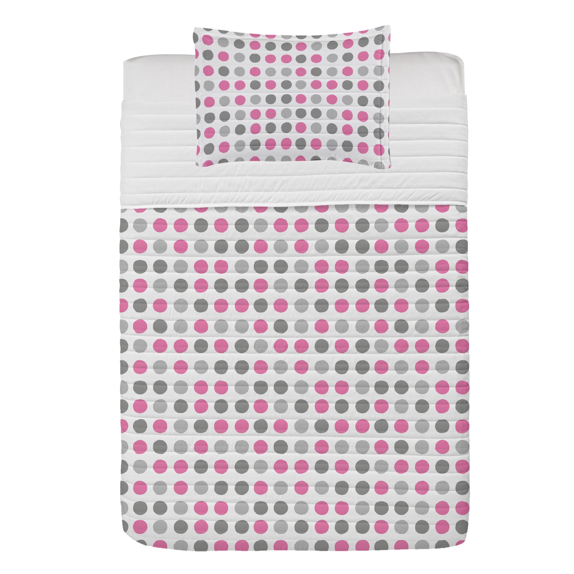 Geometric Microfiber Bedspread Set, Traditional Retro Polka Dots Design ...