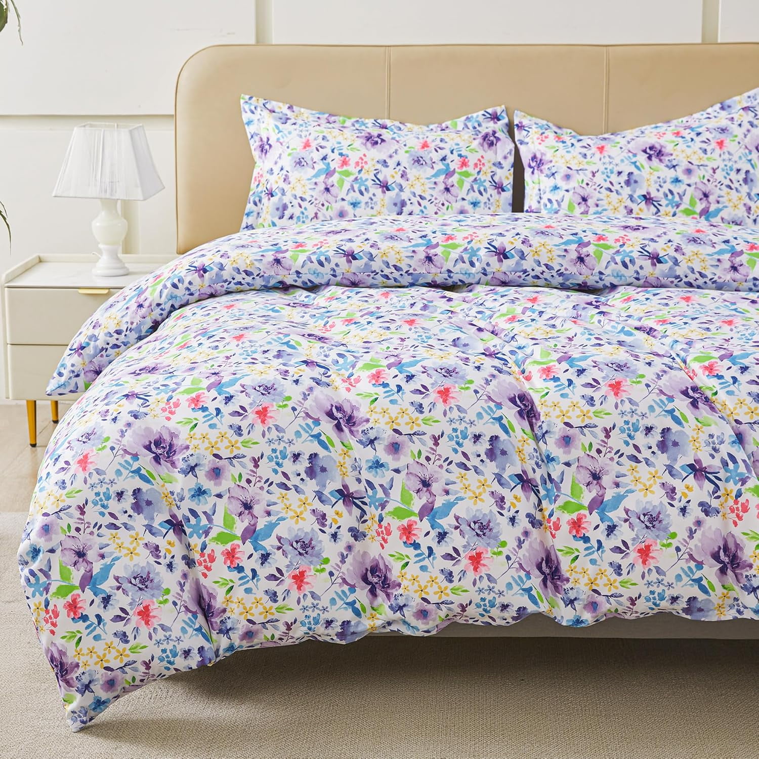 Click here for Siabc-Floral Duvet Cover Queen Size  Multicolor Co... prices