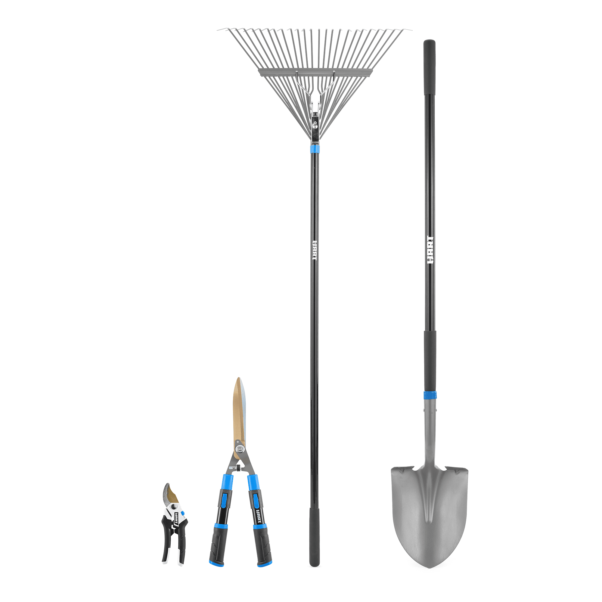 HART Garden Tool Starter Kit - Digging Shovel, Leaf Rake, Hedge Shears ...