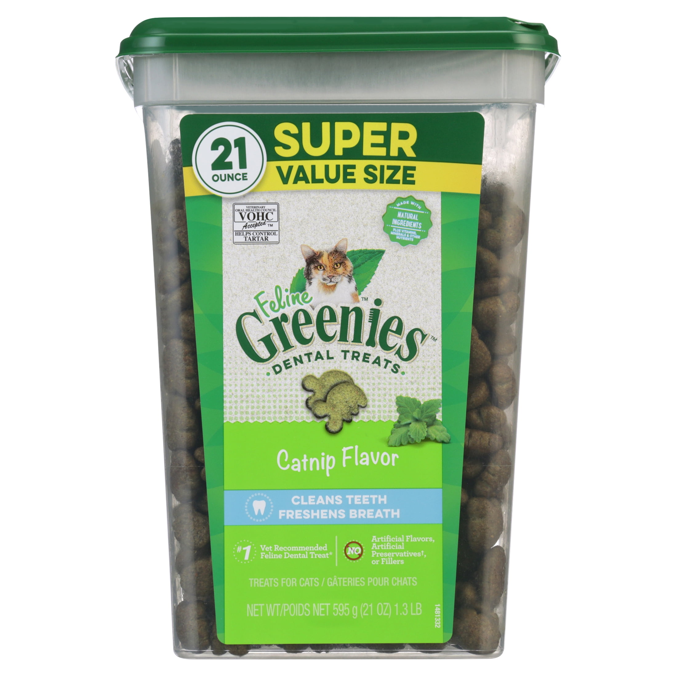 Buy FELINE GREENIES Adult Natural Dental Care Cat Treats, Catnip Flavor ...